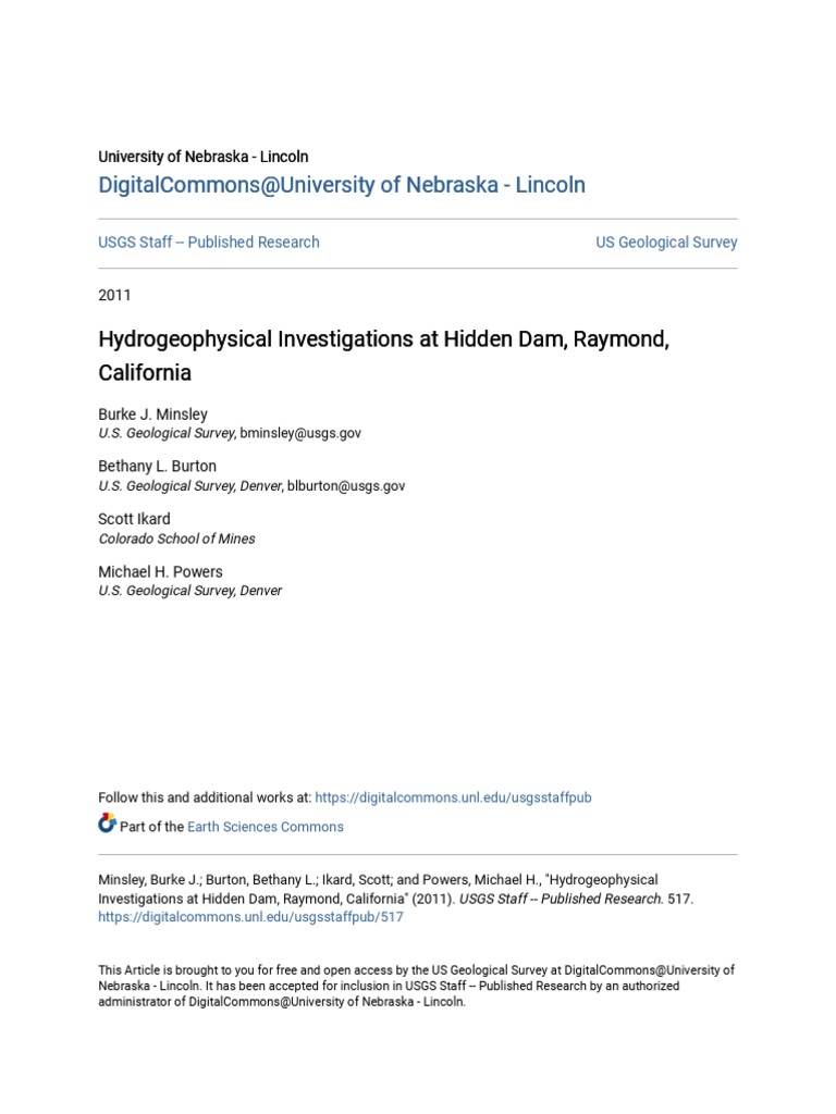 Hydrogeophysical Investigations at Hidden Dam | PDF | Dam | Hydrogeology