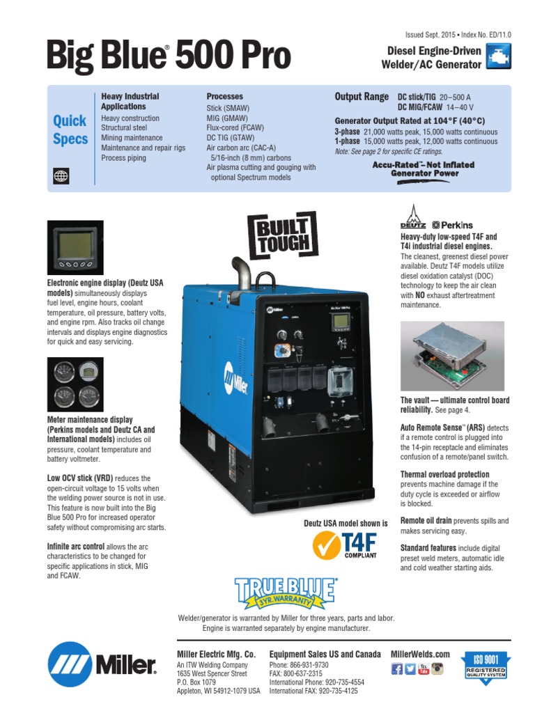 Miller Big Blue 500pro | PDF | Electric Arc | Welding