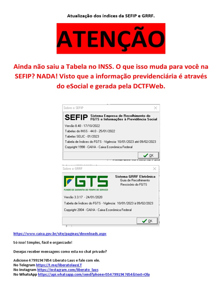 Liberato INDICES 012023 SEFIP E GRRF | PDF