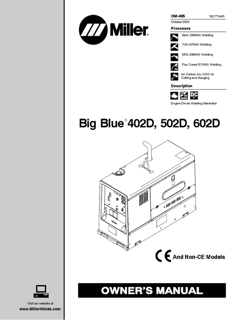 Miller Big Blue 402d, 502d, 602d | PDF | Welding | Construction