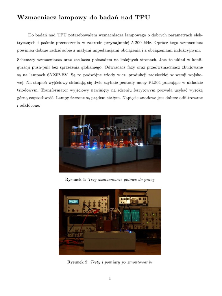 Szerokopasmowy Wzmacniacz Lampowy Do Badań Nad TPU | PDF | Chess