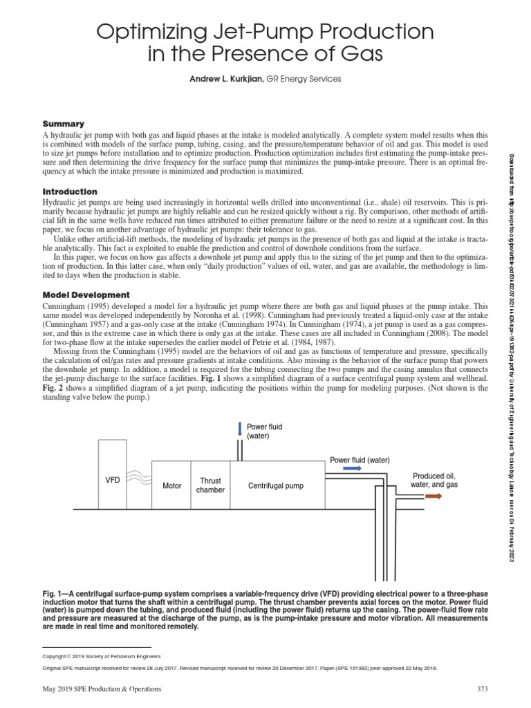 (Jet Pump) Spe 191382 Pa | PDF | Pump | Fluid Dynamics