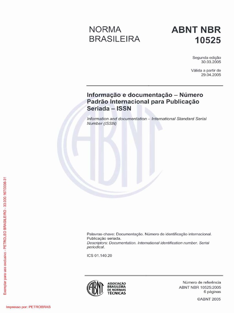 ABNT - NBR - 10525 2005 | PDF