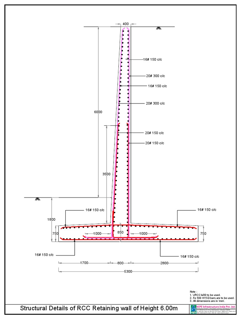 RCC Retaining Wall Design Details | PDF