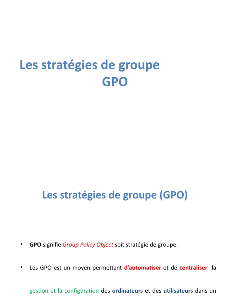 Comprendre les Stratégies de Groupe GPO | PDF | Stratégies de groupe ...