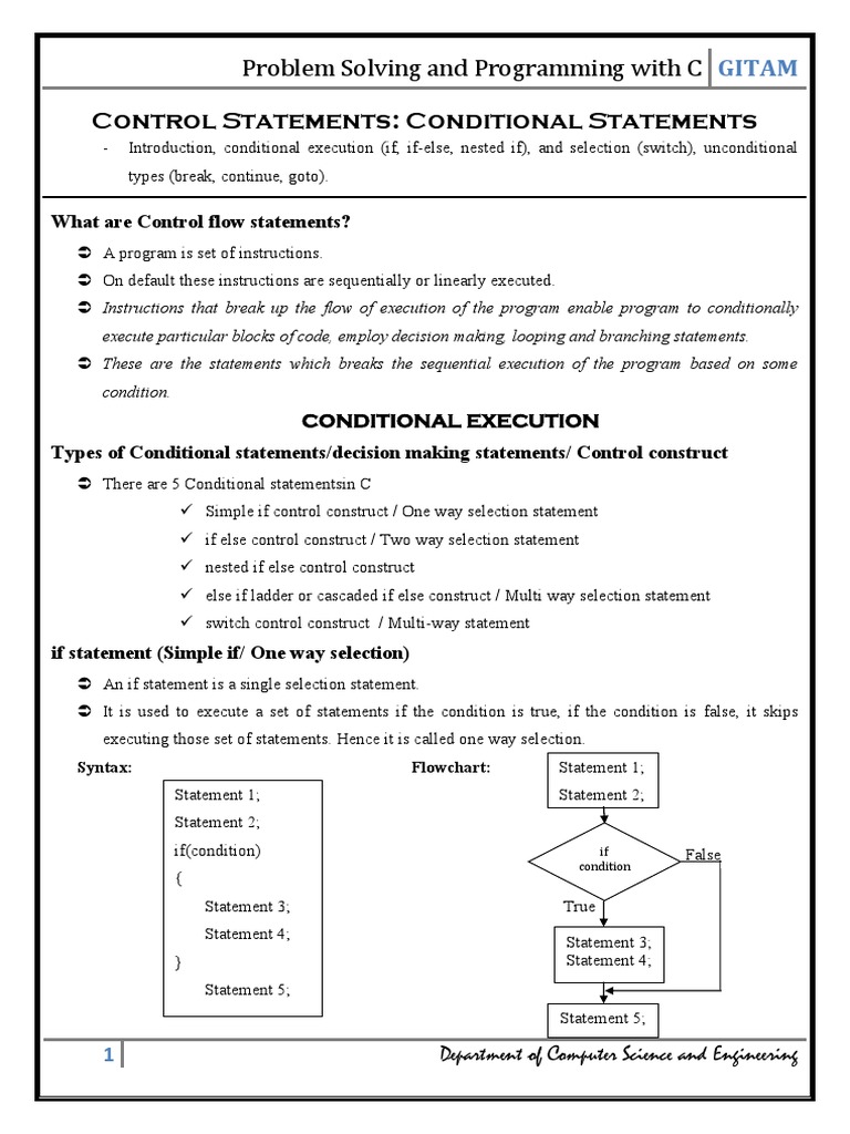 C Programming Control Statements | PDF | Control Flow | Systems Engineering