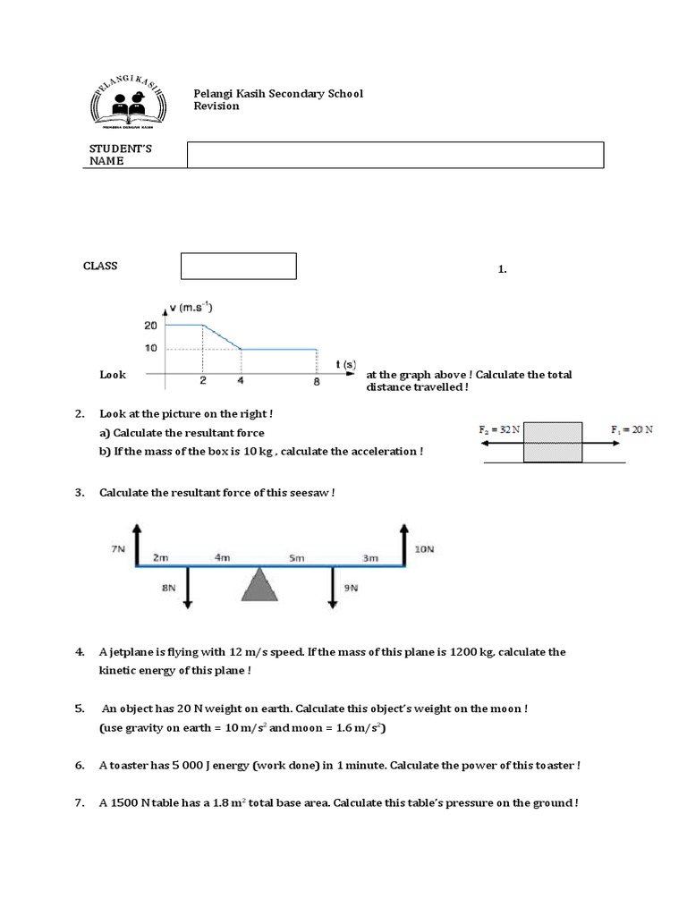 Rev Science Sec 2 (2022-2023) | PDF | Force | Mass