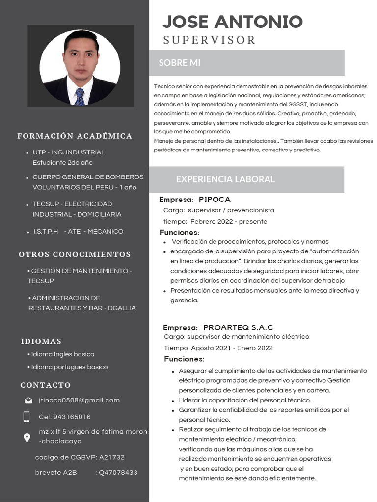 CV Jose Tinoco 2022 | PDF | Informática