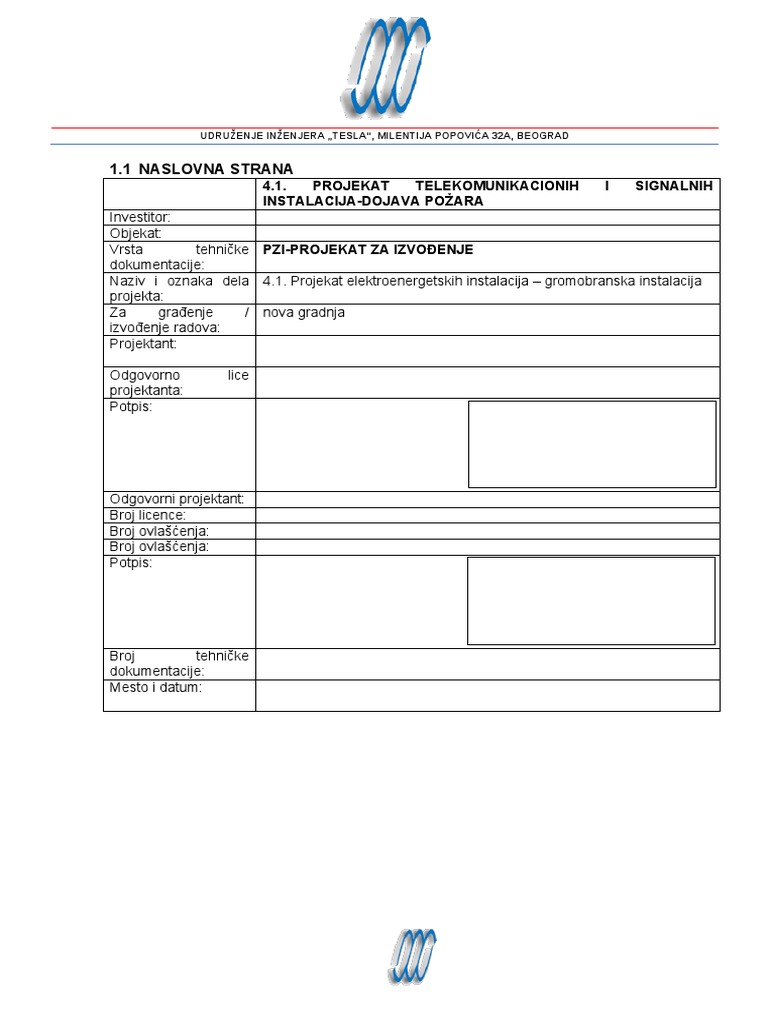 Primer Projekta Gromobranske Instalacije France Paratonnerres | PDF