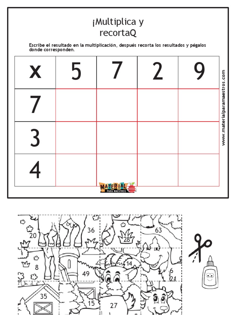 Rompecabezas de Multiplicaciones para Niños | PDF | Ajedrez