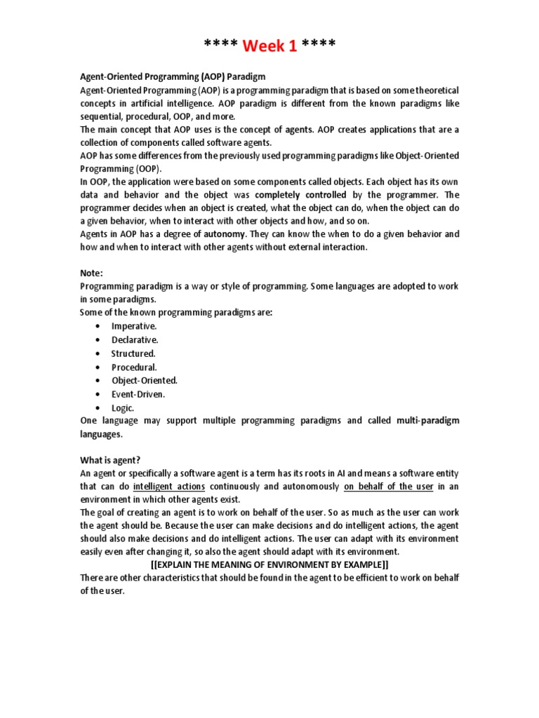 JADE (Week 1) | Download Free PDF | Programming Paradigms | Object Oriented Programming