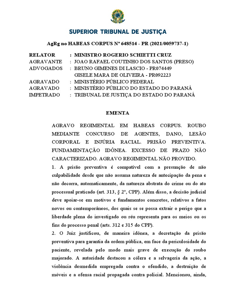 Injúria STJ - 202100597371 - Tipo - 91 - 124811545 | PDF | Procedimento ...