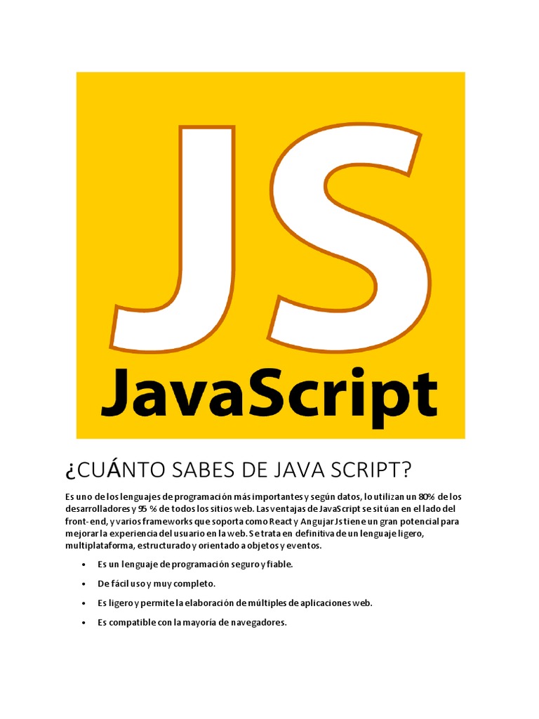 ¿cuánto Sabes De Java Script Pdf Script Java Red Mundial