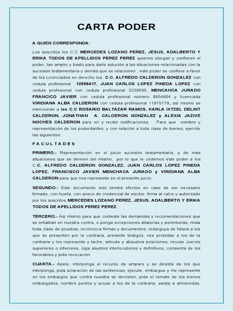 Carta Poder | PDF | Política | Ciencias sociales