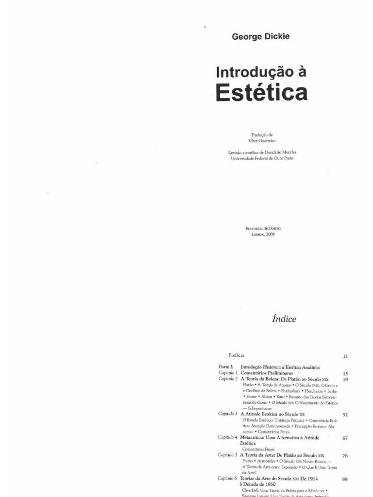 DICKIE, George. Introdução À Estética | PDF