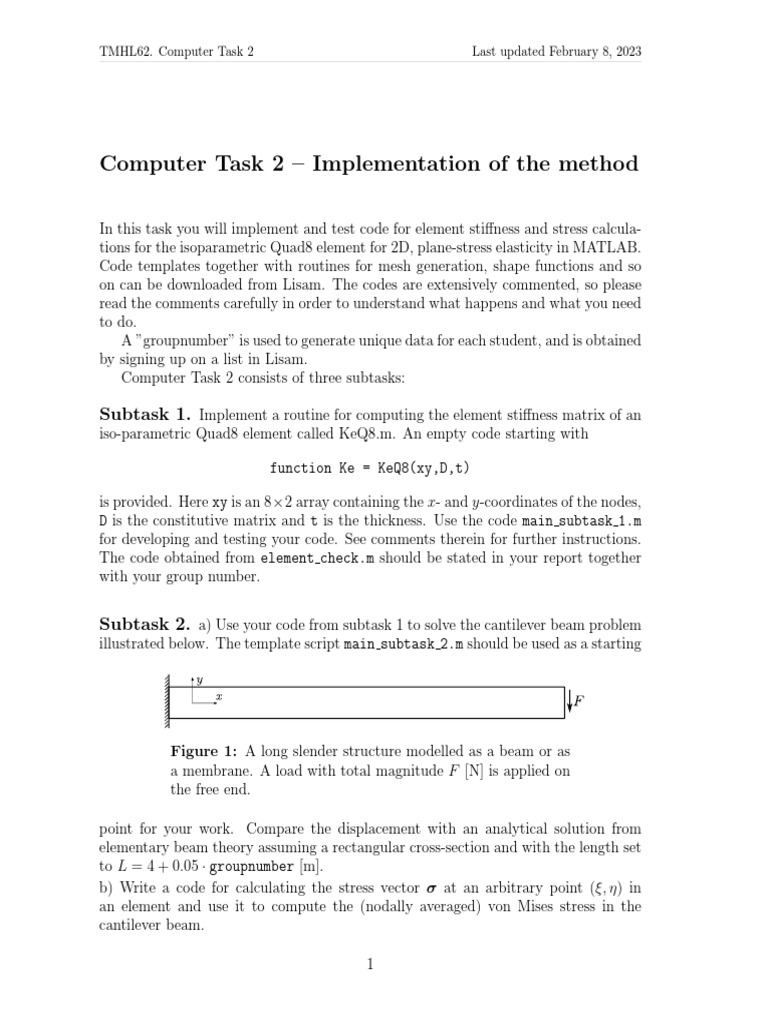 Computer Task 2 | PDF | Stress (Mechanics) | Matrix (Mathematics)