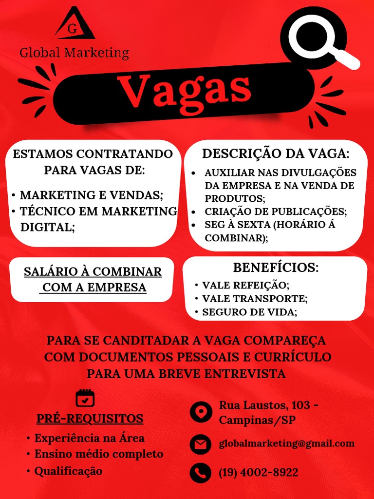 Cartaz para Vaga de Emprego | PDF