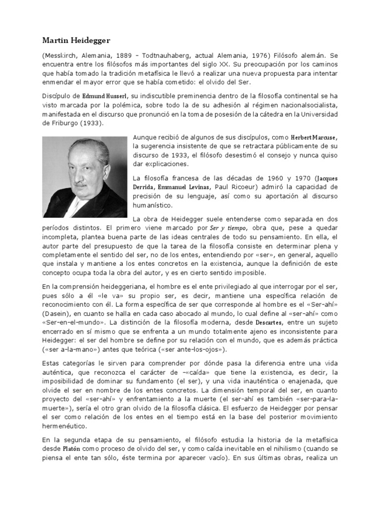 Heidegger: Ser, Tiempo y Existencia | PDF | Martin Heidegger | Verdad