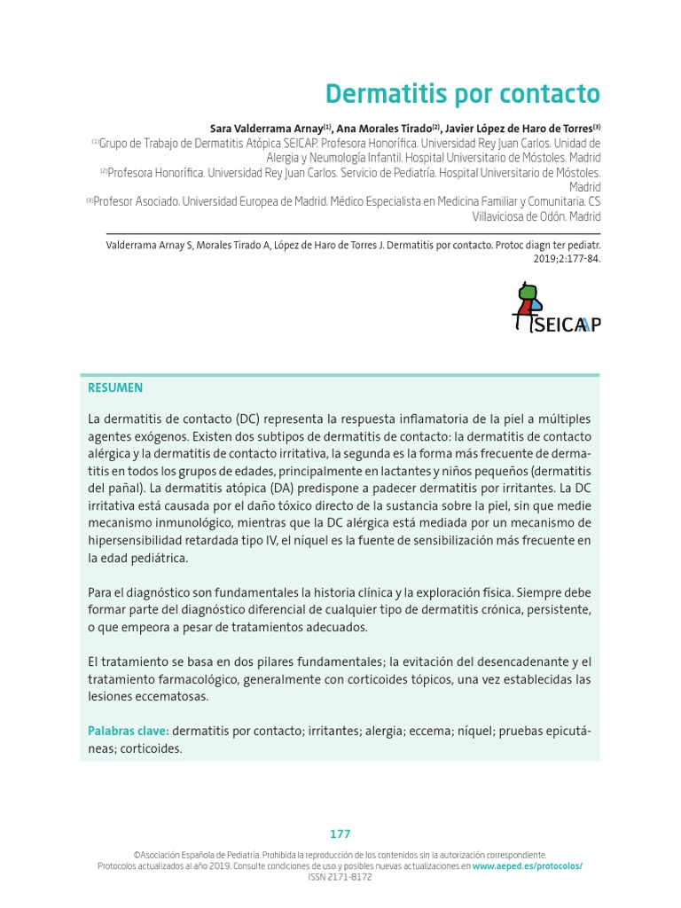 Tratamiento de Dermatitis por Contacto | PDF | Alergia | Dermatología