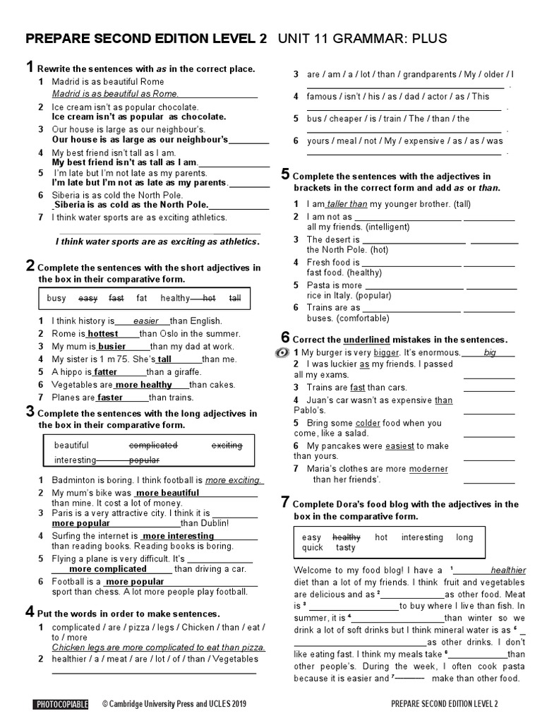 PREPARE 2 Grammar Plus Unit 11 | PDF | Foods | Food And Drink Preparation