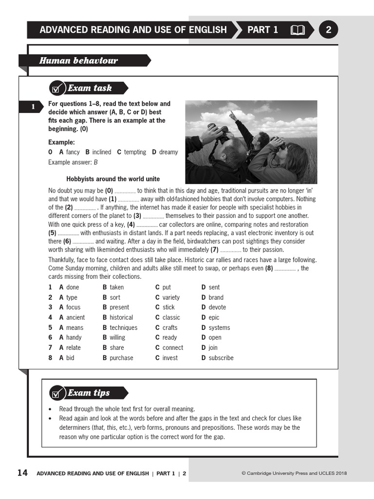 Multiple Choice Cloze 2 - Homework | PDF | Hobbies | Linguistics
