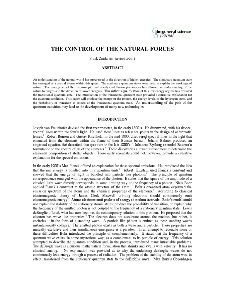 The Control of The Natural Forces | PDF | Photon | Quantum Mechanics