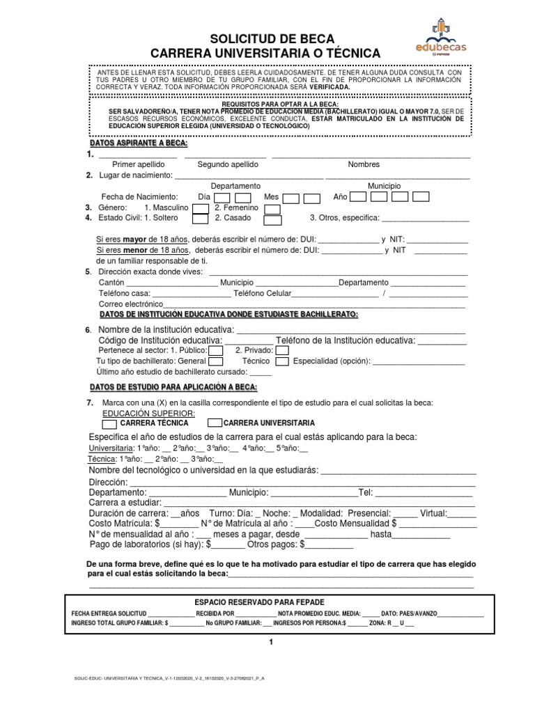 Requisitos para Solicitar Beca Educativa | PDF | Titulo academico