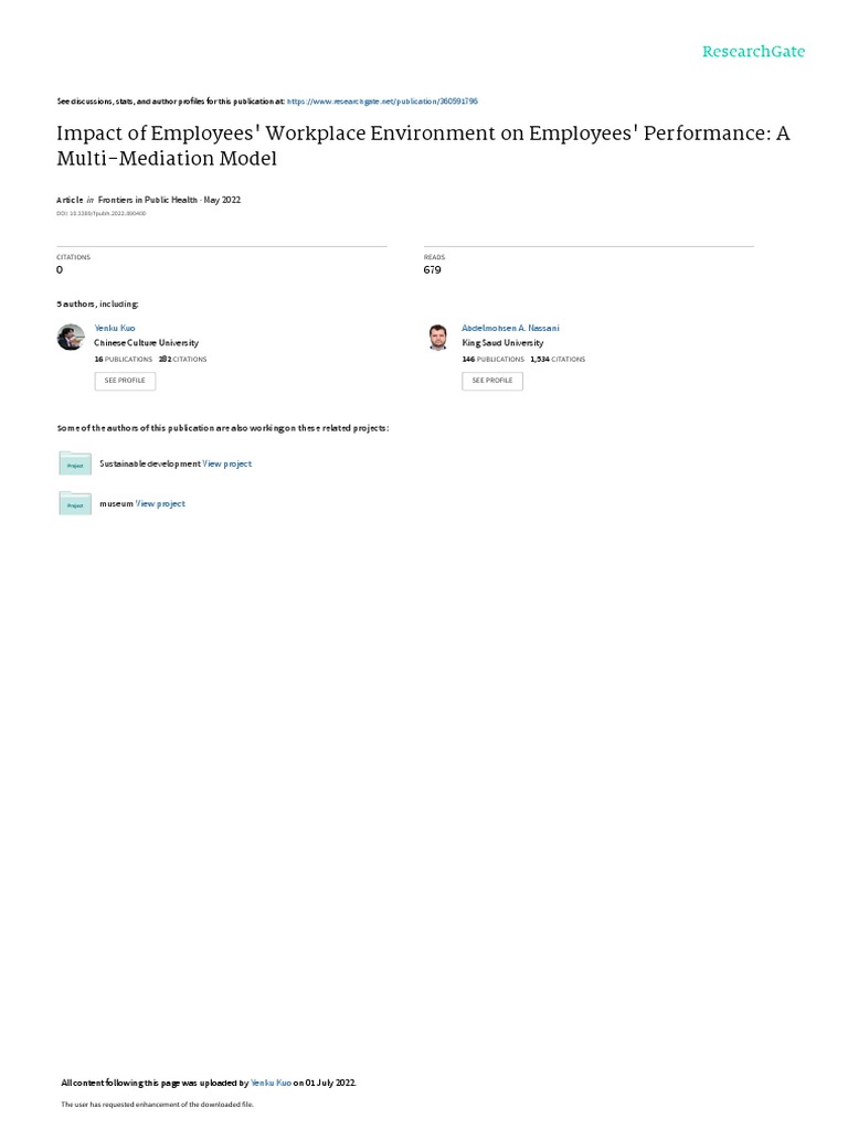 Impact of Employees Workplace Environment On Employees Performance ...