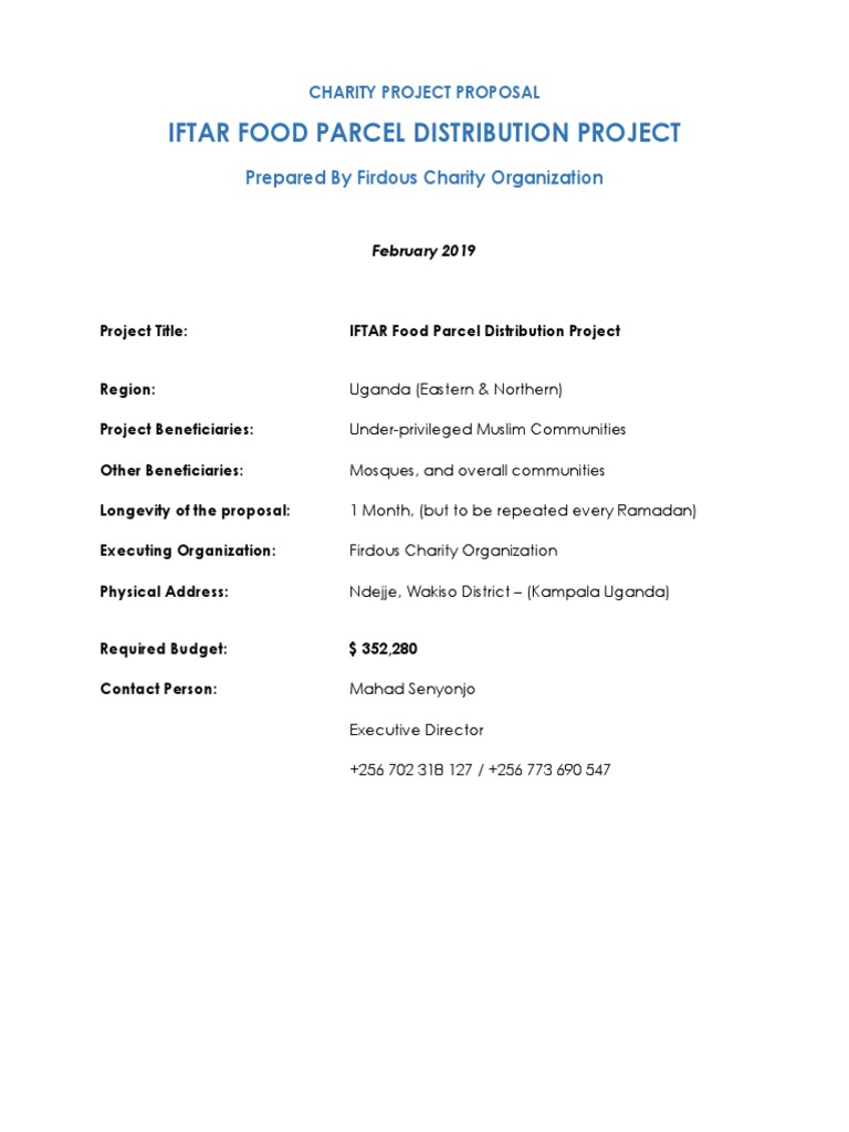 Iftar Food Parcel Distribution Project | PDF | Ramadan