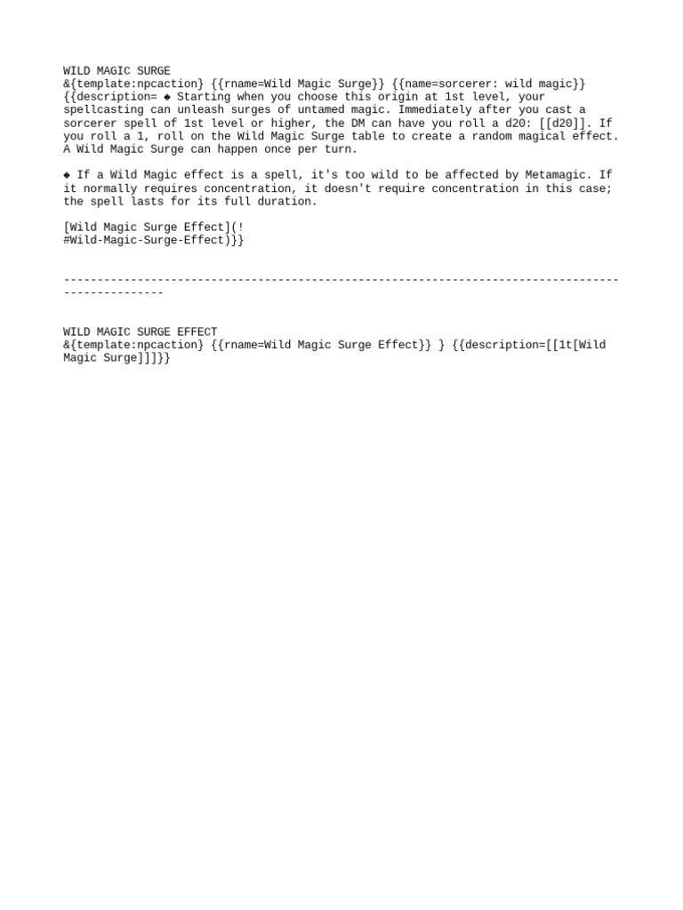 Macro Template Magia Selvagem Wild Magic Pdf 