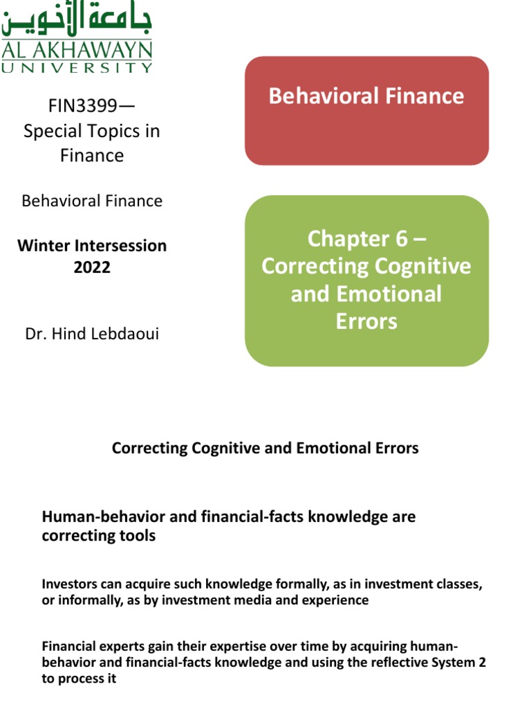 Correcting Cognitive Errors in Finance | PDF | Expert | Self Control