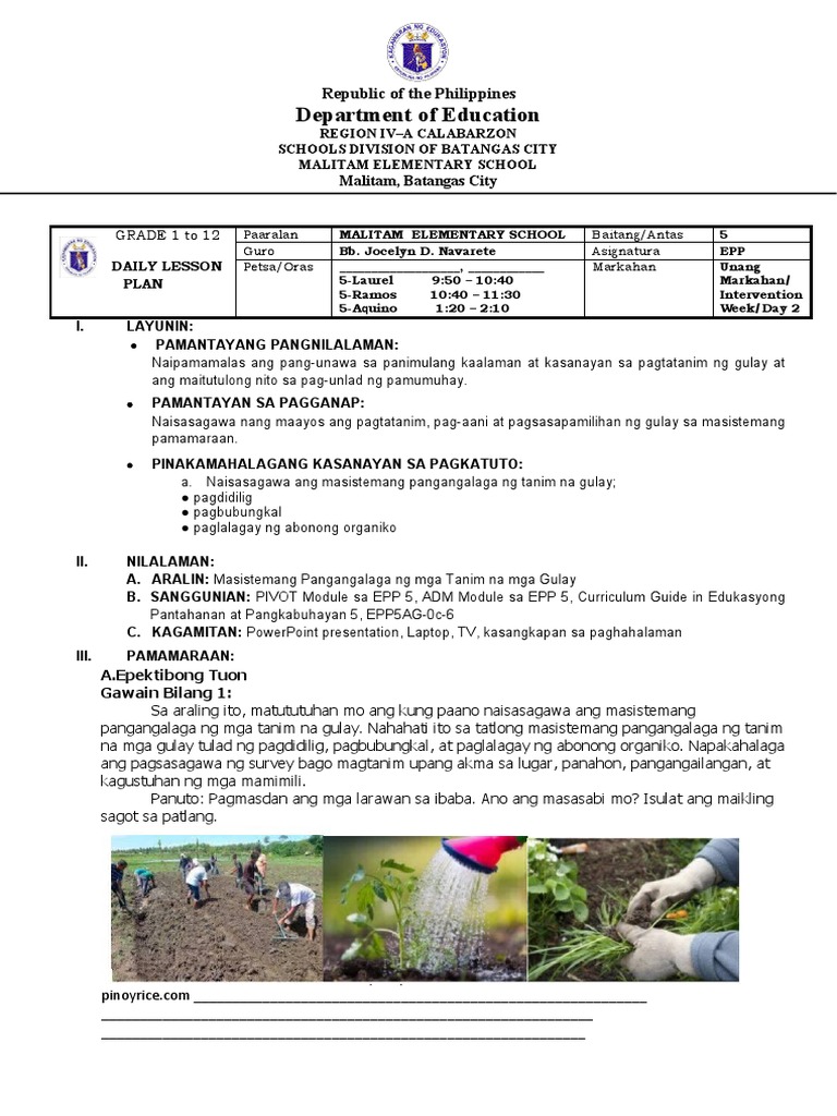 DLP - INTERVENTION - Q1 - Day 2 - EPP-5 | PDF