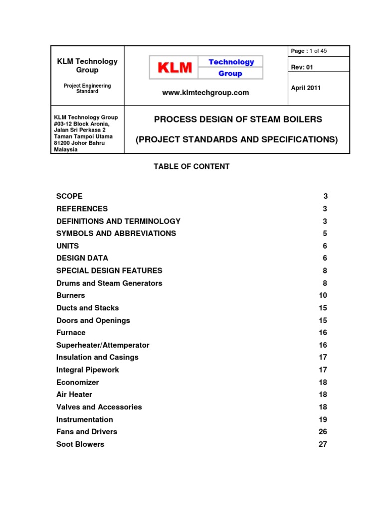 Project Standards and Specifications Steam Boiler Systems Rev01 | PDF ...