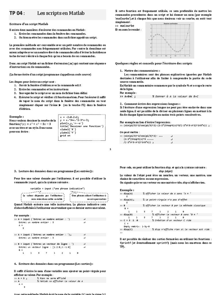 TP Matlab 04 | PDF | Structure de contrôle | Informatique
