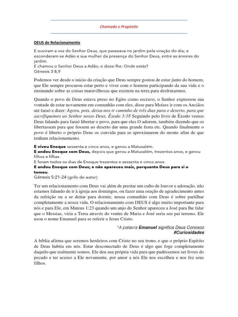 3 - Chamado x Propósito | PDF | Deus | Jesus