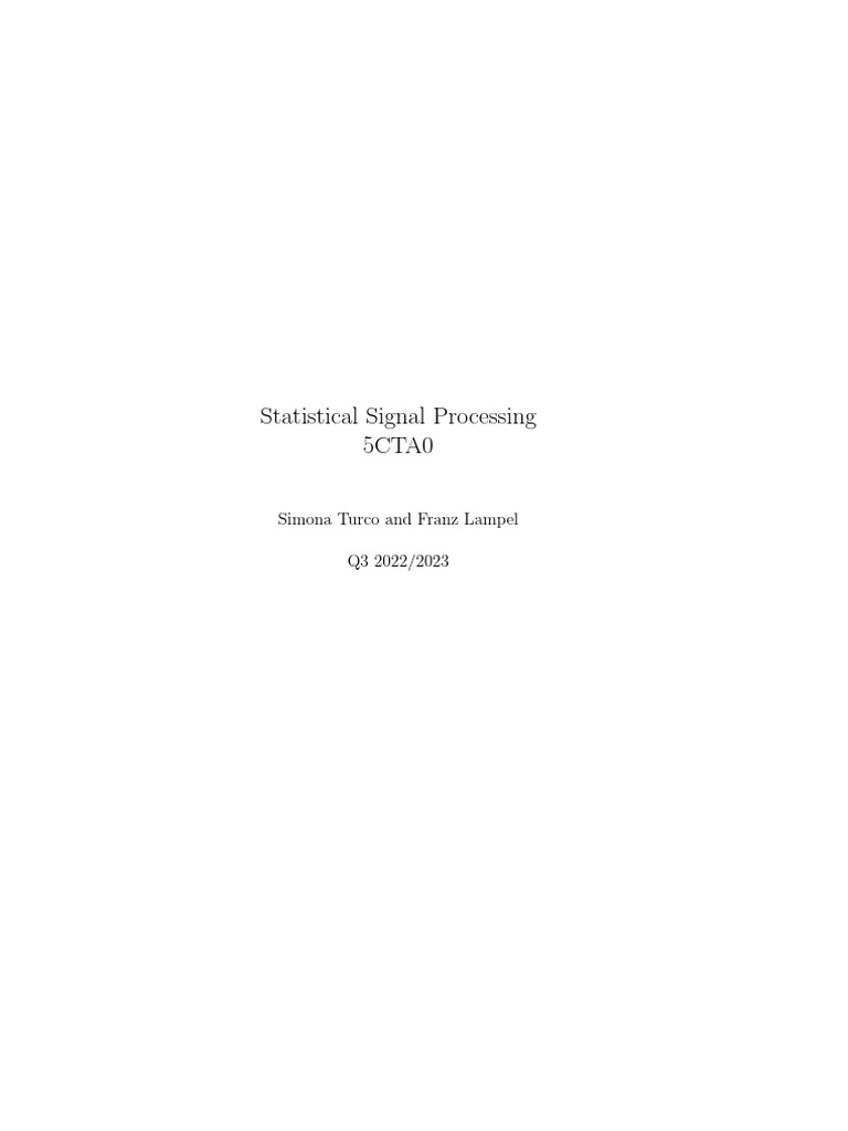 Statistical Signal Processing Guide | PDF | Set (Mathematics ...