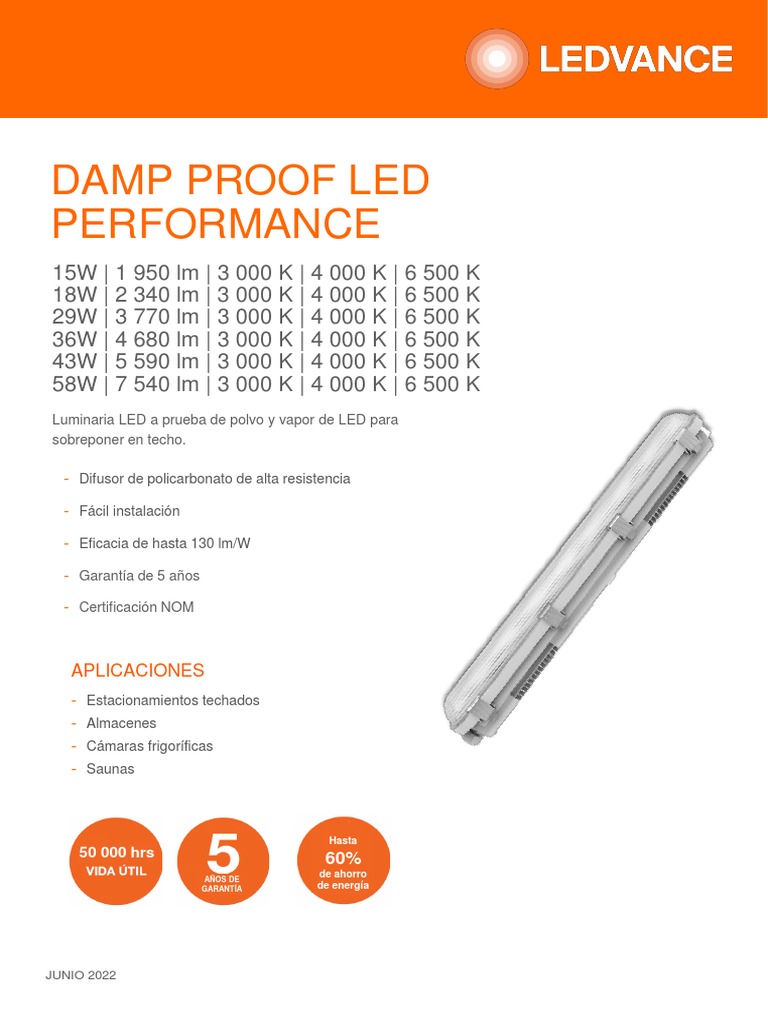 Dam Proof Led | PDF | Diodo emisor de luz | Espectro electromagnético