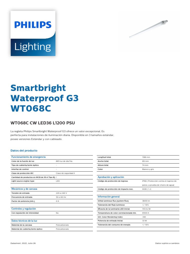 WT068C CW LED36 L1200 PSU - Smartbright Waterproof G3 WT068C - PHILIPS ...