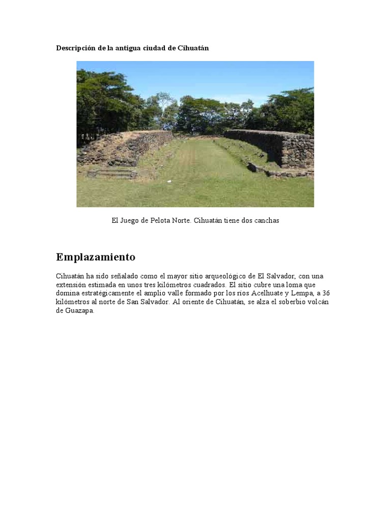 Cihuatan, Descripcion de La Antigua Ciudad | PDF