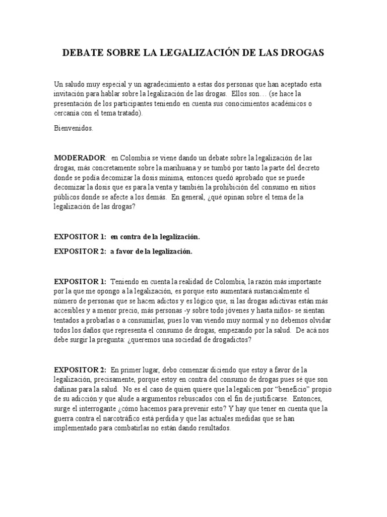 Debate Sobre La Legalización de Las Drogas | PDF | La dependencia de sustancias | Cannabis (Droga)