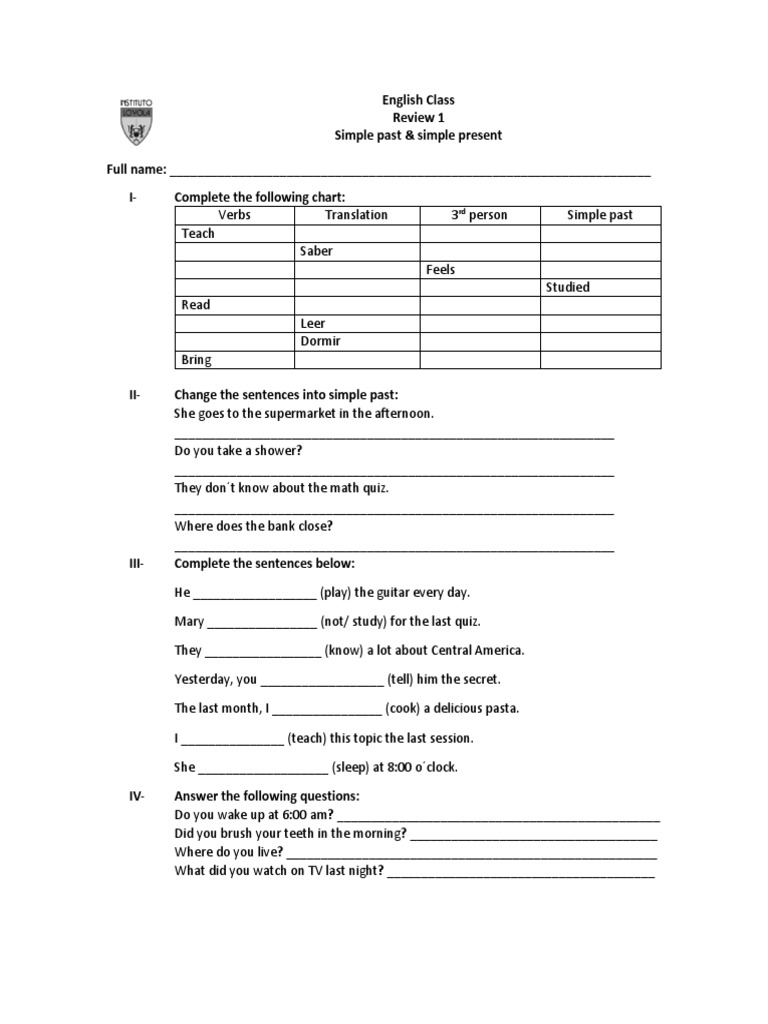 Repaso - Simple Past - Simple Present | PDF