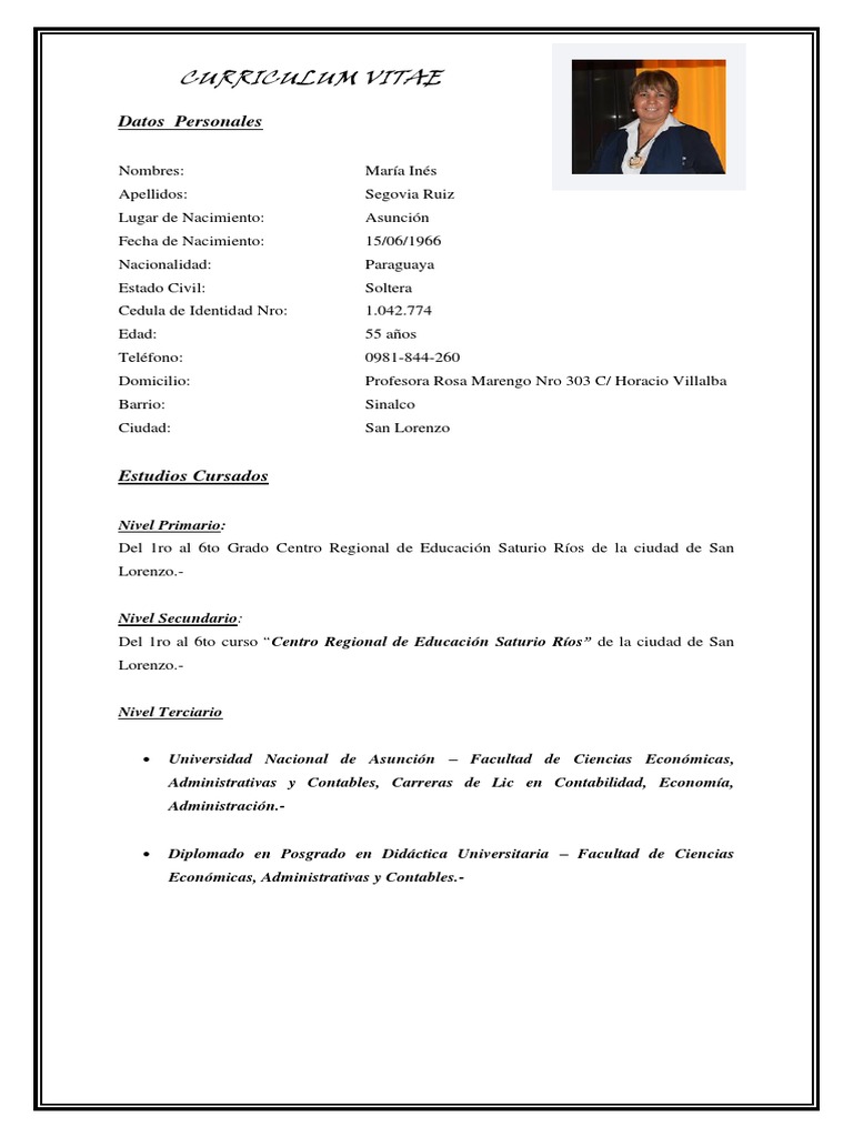 Curriculum Ines | Descargar gratis PDF | Contador | Business