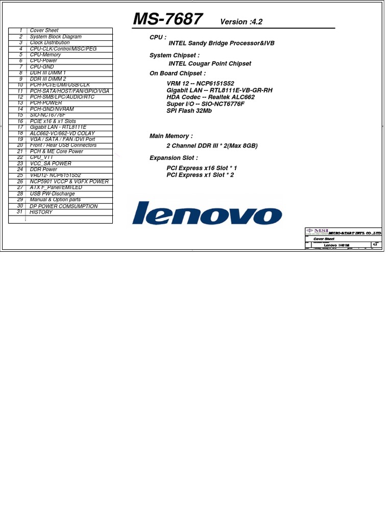 MS-7687 Version 4.2 IH61M V4.2 | PDF | Manufactured Goods | Computer ...