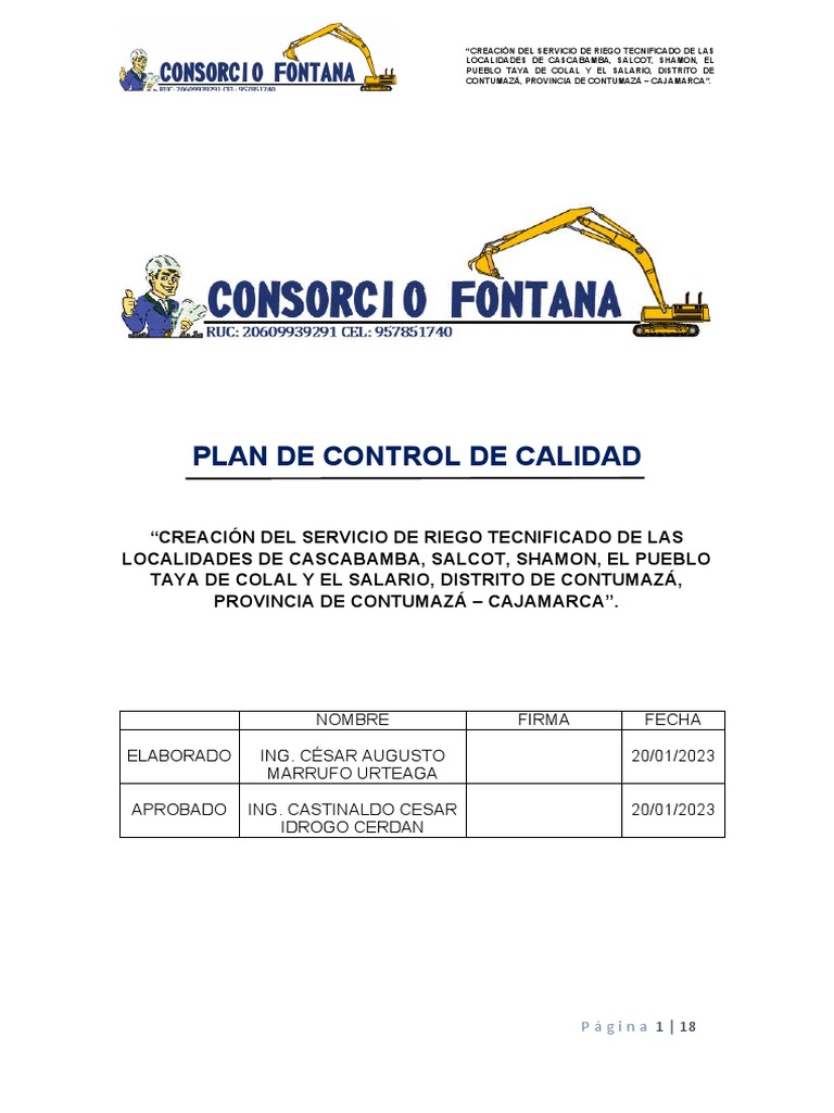 Plan de Control de Calidad | PDF | Calidad (comercial) | Sistema de ...