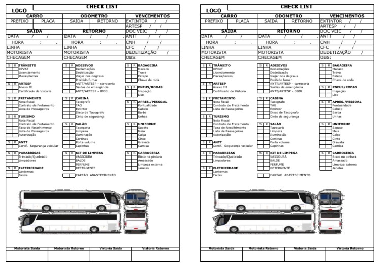 Checklist de inspeção veicular para transporte de carga | PDF | Veículo ...