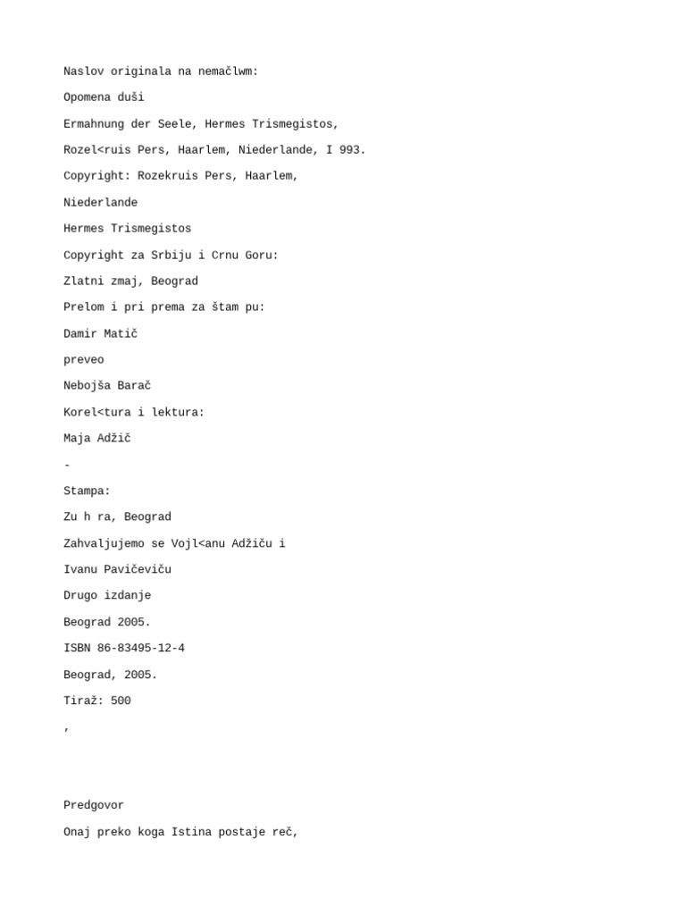 Hermes Trismegistos Opomena Duši | PDF