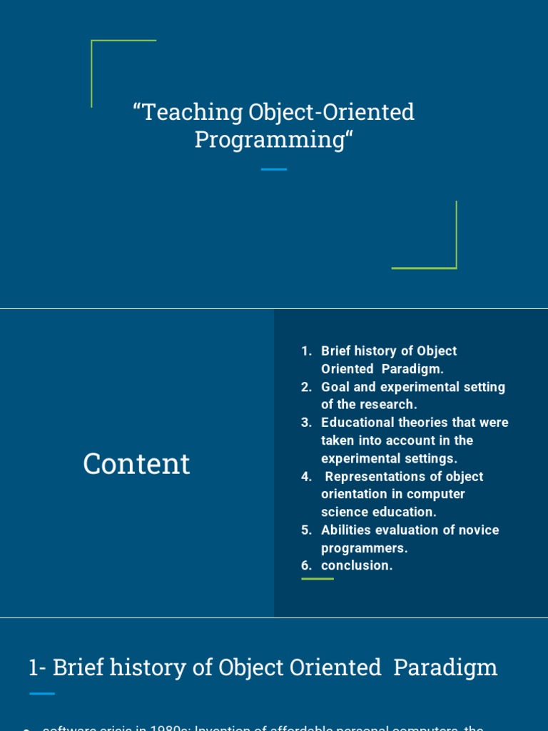 Teaching Object Oriented Programming Pdf Object Oriented Programming Programming Paradigms