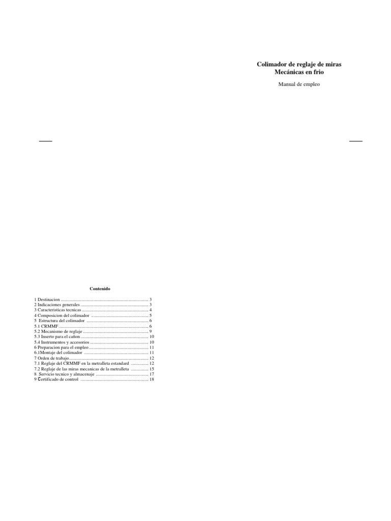 Manual Del Colimador de Reglaje de Miras Mecanicas | PDF | Balística ...