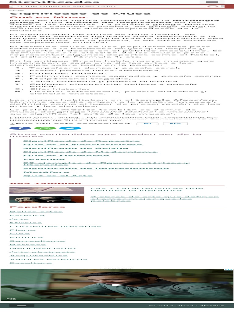 Significado de Musa (Qué Es, Concepto y Definición) - Significados ...