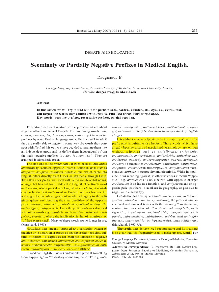 Seemingly of Partially Negative Prefixes | PDF | English Language | Word